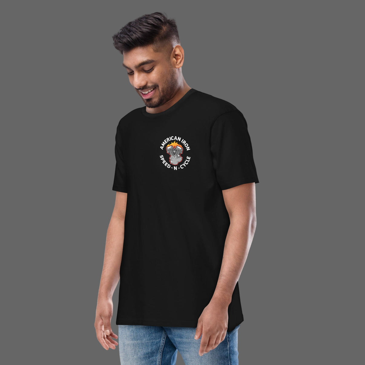 American Iron Men’s Premium Heavyweight Tee – American Iron Speed-n-Cycle